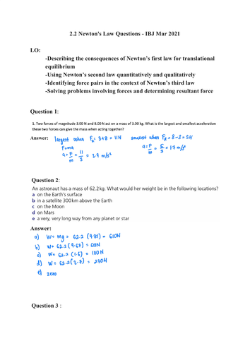 IBDP Physics 2.2 Forces | Teaching Resources