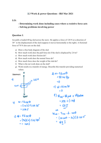 IBDP Physics 2.3 Work, Energy, Power | Teaching Resources