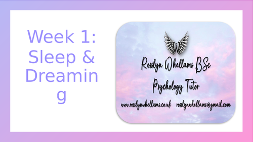 GCSE OCR Psychology Sleep and Dreaming scheme of work, teaching ...