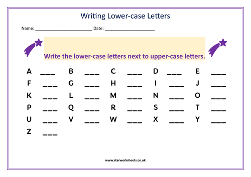 Upper-case to lower-case worksheet | Teaching Resources