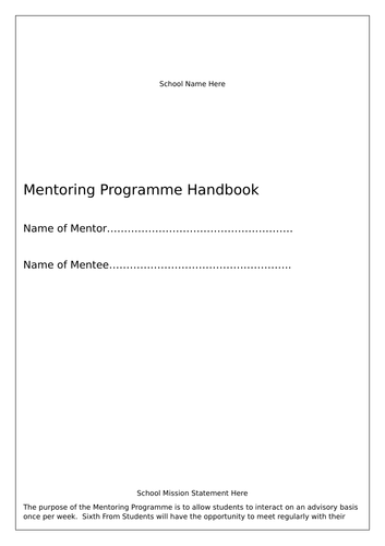 Peer Mentoring Programme Booklet | Teaching Resources