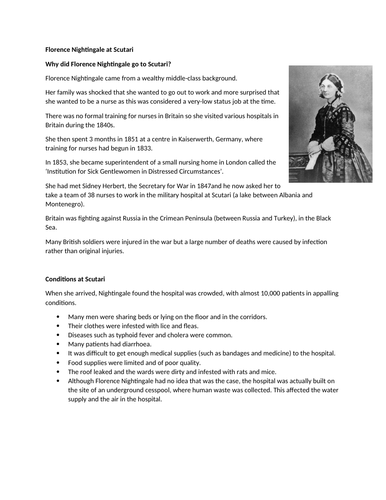 Florence Nightingale at Scutari – Medicine Part 1 - IGCSE History ...