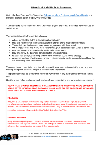 How Social Media Benefits Businesses | Activity Worksheet and Video ...