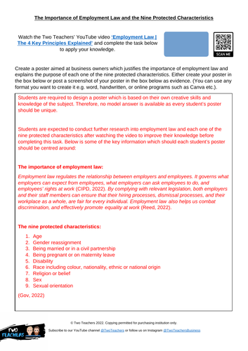Employment Law | Activity Worksheet and Video | Teaching Resources