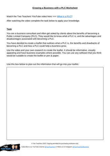Public Limited Companies | Activity Worksheet and Video | Teaching ...