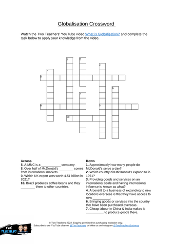Globalisation | Activity Worksheet and Video | Teaching Resources