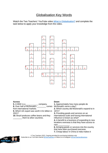 Globalisation | Activity Worksheet and Video | Teaching Resources