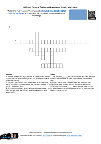 Different Types of Saving and Investment | Activity Worksheet and Video ...