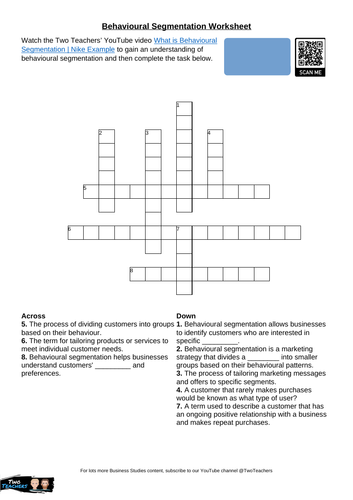 Behavioural Segmentation | Activity Worksheet and Video | Teaching ...