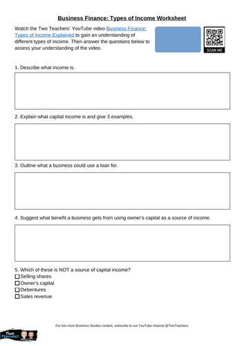Types of Income | Activity Worksheet and Video | Teaching Resources