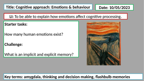 IB Psychology: Introduction to emotions & Theories of emotion | Teaching Resources