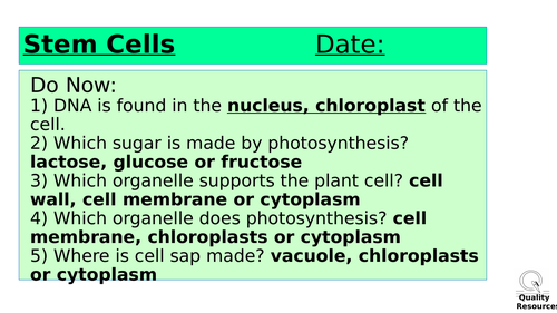 SEN/Low Ability GCSE Stem Cells Complete Lesson with Worksheets ...
