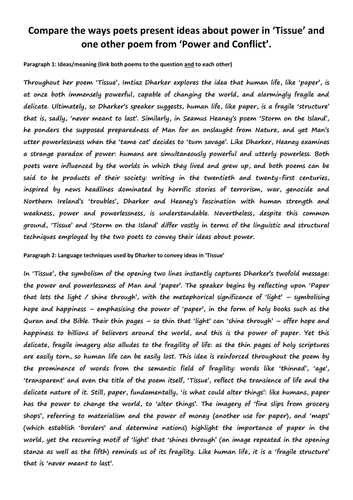 Model essays for 'Power and conflict' poetry | Teaching Resources