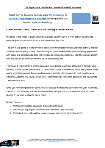 Effective Communication in Business | Activity Worksheet and Video ...