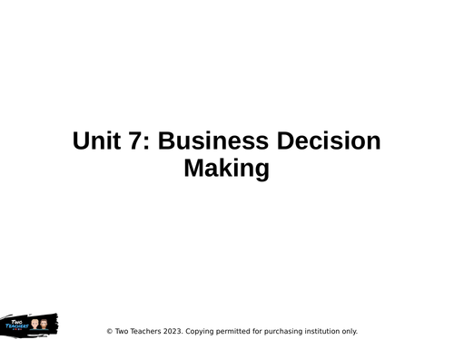 BTEC Business Unit 7: Business Decision Making Outcome H PowerPoint ...