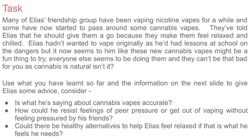Cannabis Vapes / Pens PSHE | Teaching Resources