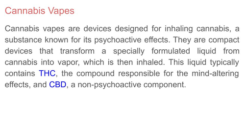 Cannabis Vapes / Pens PSHE | Teaching Resources