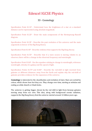 Edexcel IGCSE Physics Worksheets Chapter 8 - Astrophysics | Teaching ... Edexcel IGCSE Physics Worksheets Chapter 8 - Astrophysics | Teaching ...