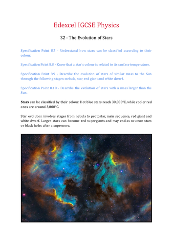 Edexcel IGCSE Physics Worksheets Chapter 8 - Astrophysics | Teaching Resources
