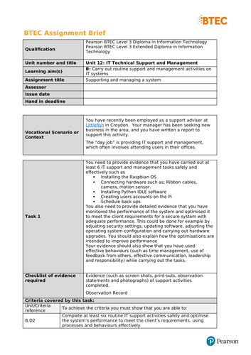 Level 3 BTEC IT - Unit 12 - IT Technical Support (Learning Aim B&C ...