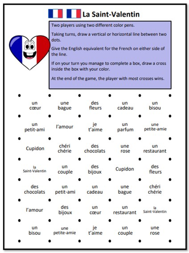 Dots and Boxes- Valentine's Day- French KS3 | Teaching Resources