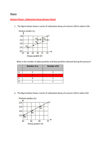 Nuclear Energy and Radioactive Decay Worksheets (45 Questions w ...