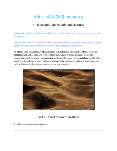 Edexcel IGCSE Chemistry Worksheets - The Complete Course (Bundle Buy ...