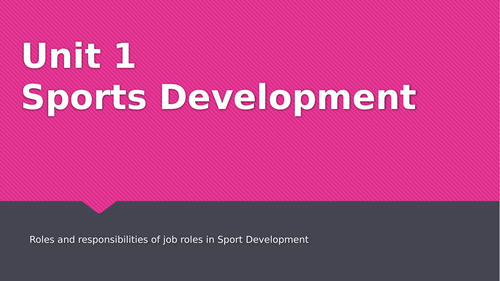 UNIT 1 SPORT DEVELOPMENT | Teaching Resources