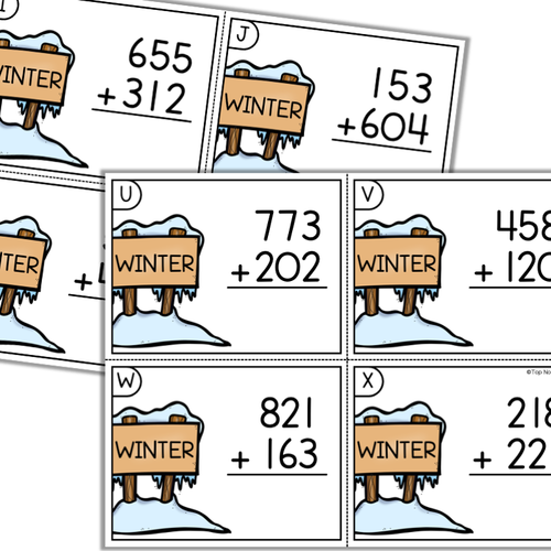 3 Digit Addition without Regrouping Task Cards Winter | Teaching Resources