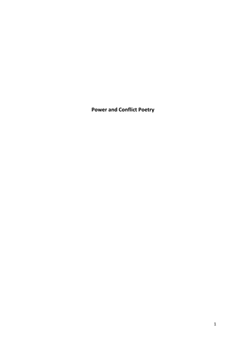Power and Conflict Poetry Revision | Teaching Resources