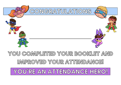 Attendance Hero Tracking Booklet and Certificate | Teaching Resources