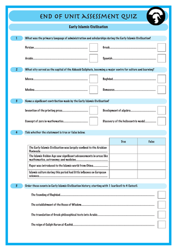 History Assessment Quiz End of Unit KS2 | Teaching Resources
