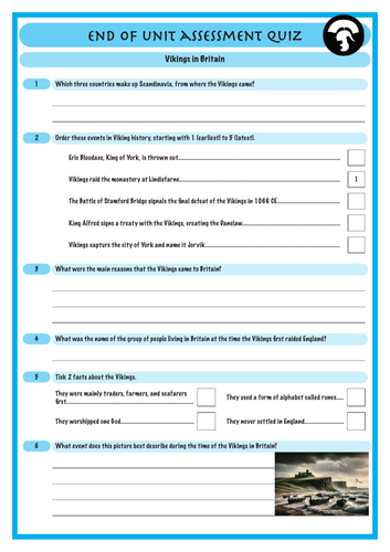 History Assessment Quiz End of Unit KS2 | Teaching Resources
