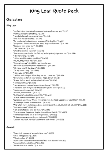 King Lear Revision Materials for A-Level | Teaching Resources