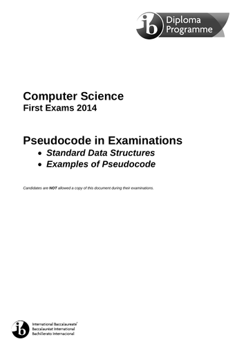 IB DP Computer Science Approved notation for developing pseudocode ... IB DP Computer Science Approved notation for developing pseudocode ...