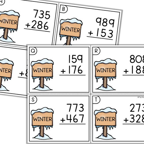 3 Digit Addition with Regrouping Winter Activities | Teaching Resources