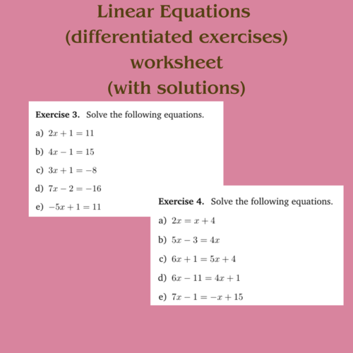 Linear Equations (differentiated exercises) worksheet (with solutions ...