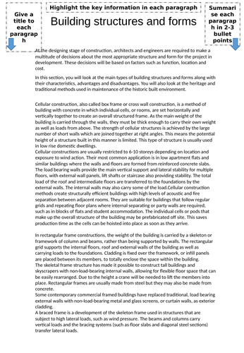 Eduqas Construction AC1.5 Building structures and forms | Teaching ...