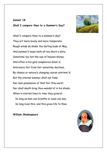 Whole Class Reading Session - Sonnet 18 - Shall I Compare thee to a ...