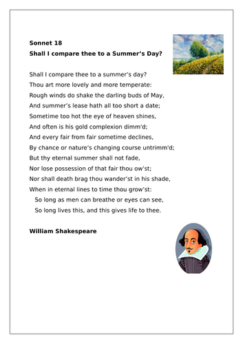 Whole Class Reading Session - Sonnet 18 - Shall I Compare thee to a ...