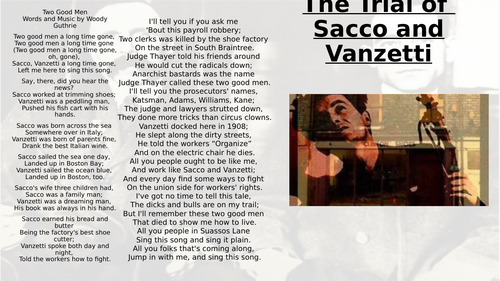 Sacco and Vanzetti | Teaching Resources