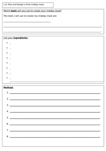 D.T- Food Technology Making sandwiches/midday meals (full unit planning ...