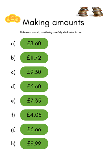 Year 4/5 money worksheet(s) | Teaching Resources