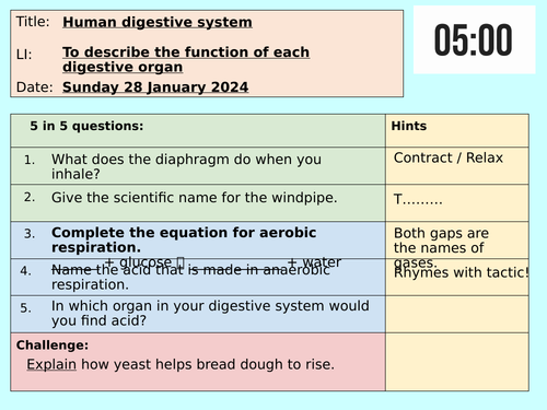 AQA GCSE Biology - Digestive System | Teaching Resources