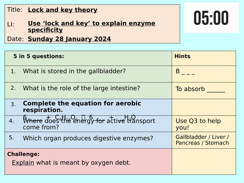 AQA GCSE Lock and key theory for enzymes | Teaching Resources