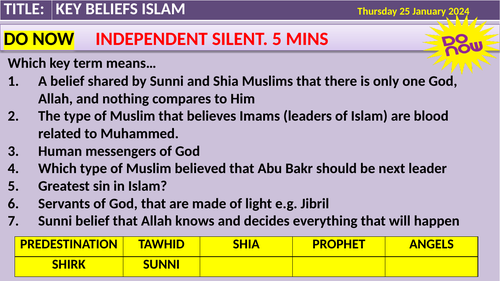 SIX ARTICLES OF FAITH (SUNNI) & FIVE ROOTS (SHIA) | Teaching Resources