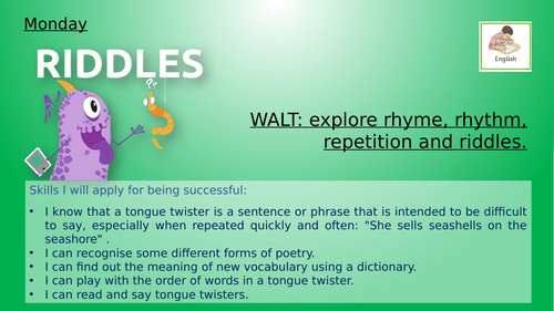 Structure – Read and write Riddles | Teaching Resources