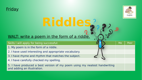 Structure – Read and write Riddles | Teaching Resources