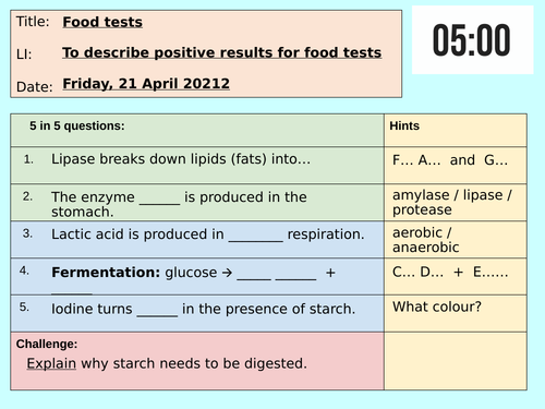 AQA GCSE Food tests (Biology practical) | Teaching Resources