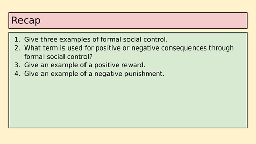 GCSE Sociology: Informal Social Control | Teaching Resources
